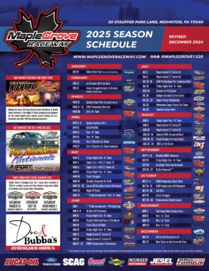 2025 Season Schedule - Maple Grove Raceway